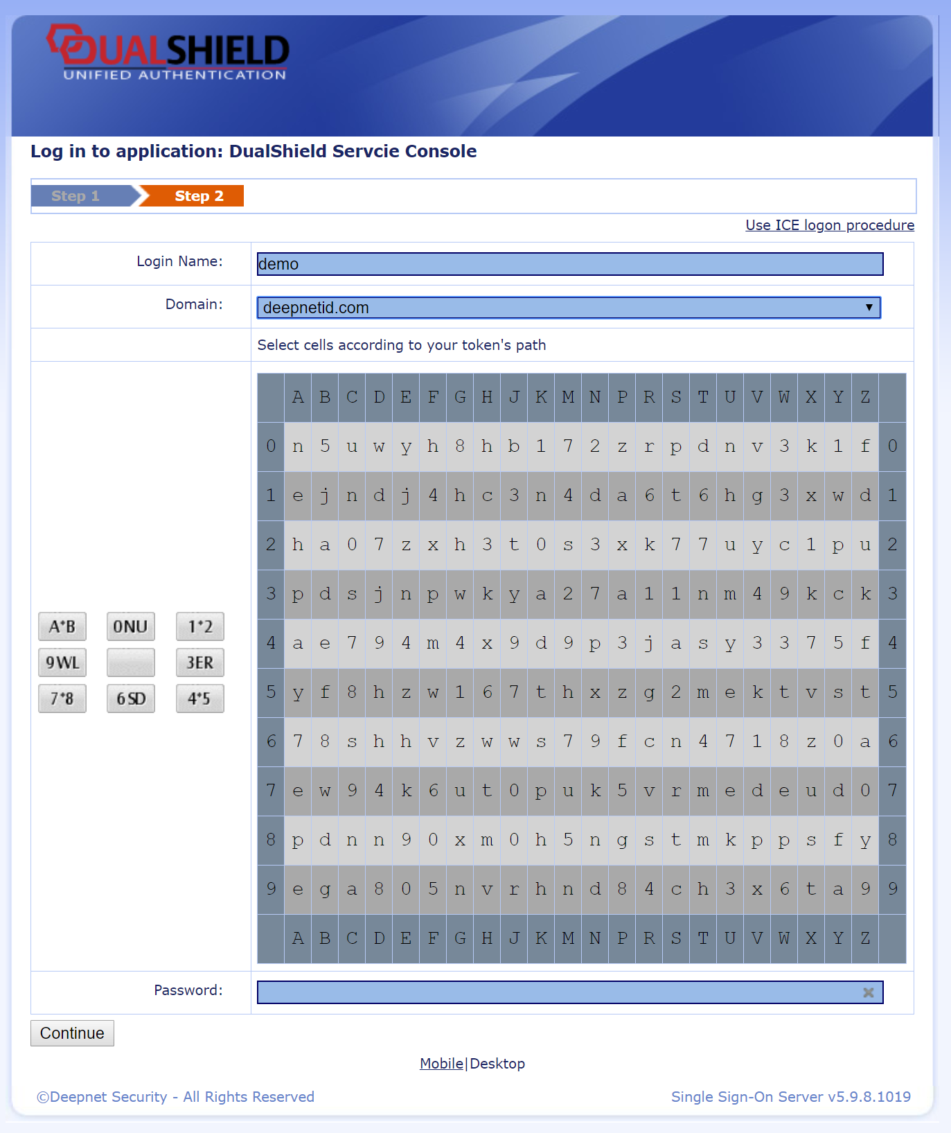 User Experience with Grid on Screen - DualShield MFA Platform - Deepnet Security Technical Guides